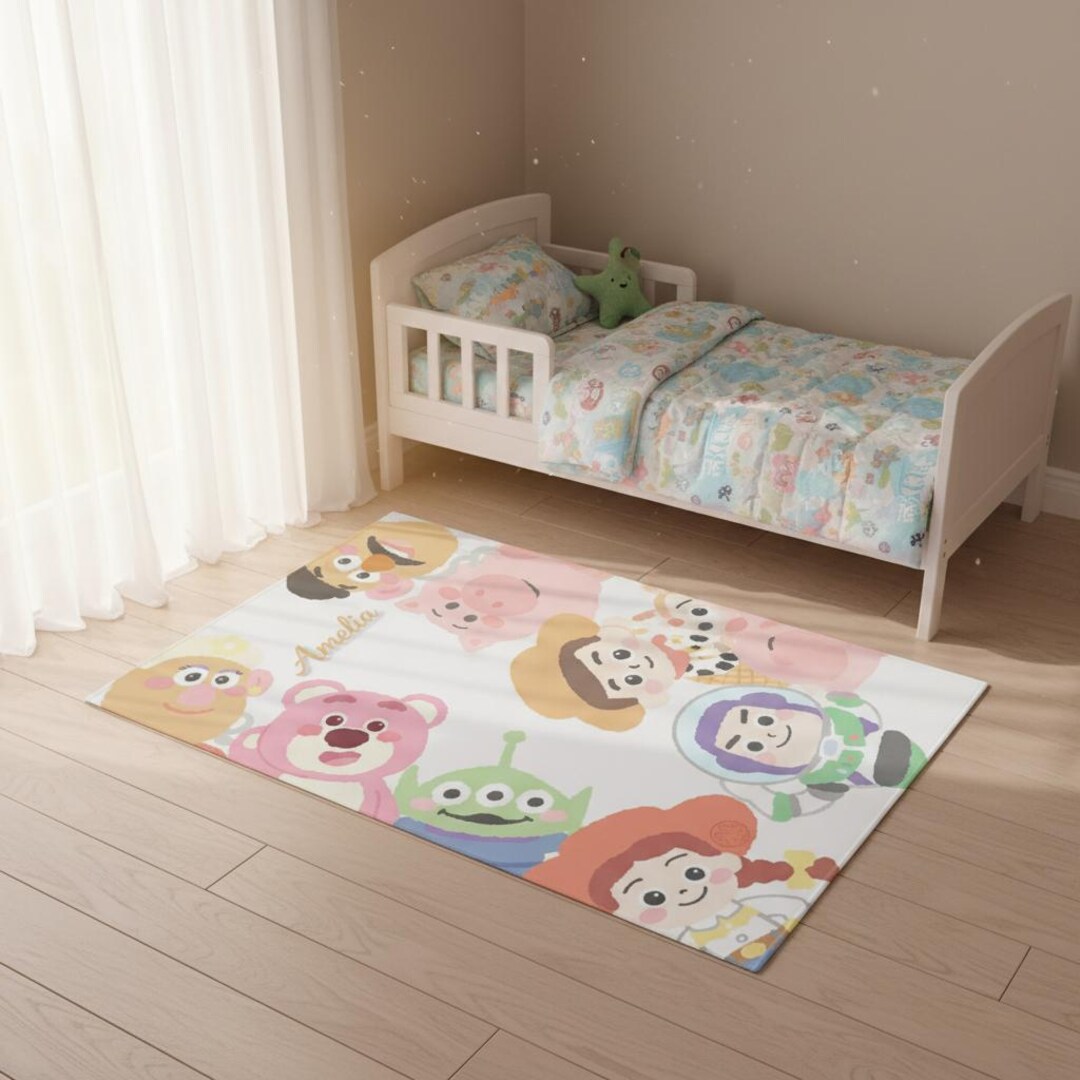 Personalized Cartoon Kids Rug With Name | Custom Playroom Carpet | Fun ...