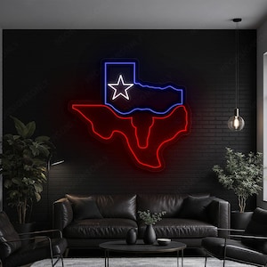 Texas Led Neon Sign, Texas Map Texas Flag Neon Light, Texas Neon Line ...