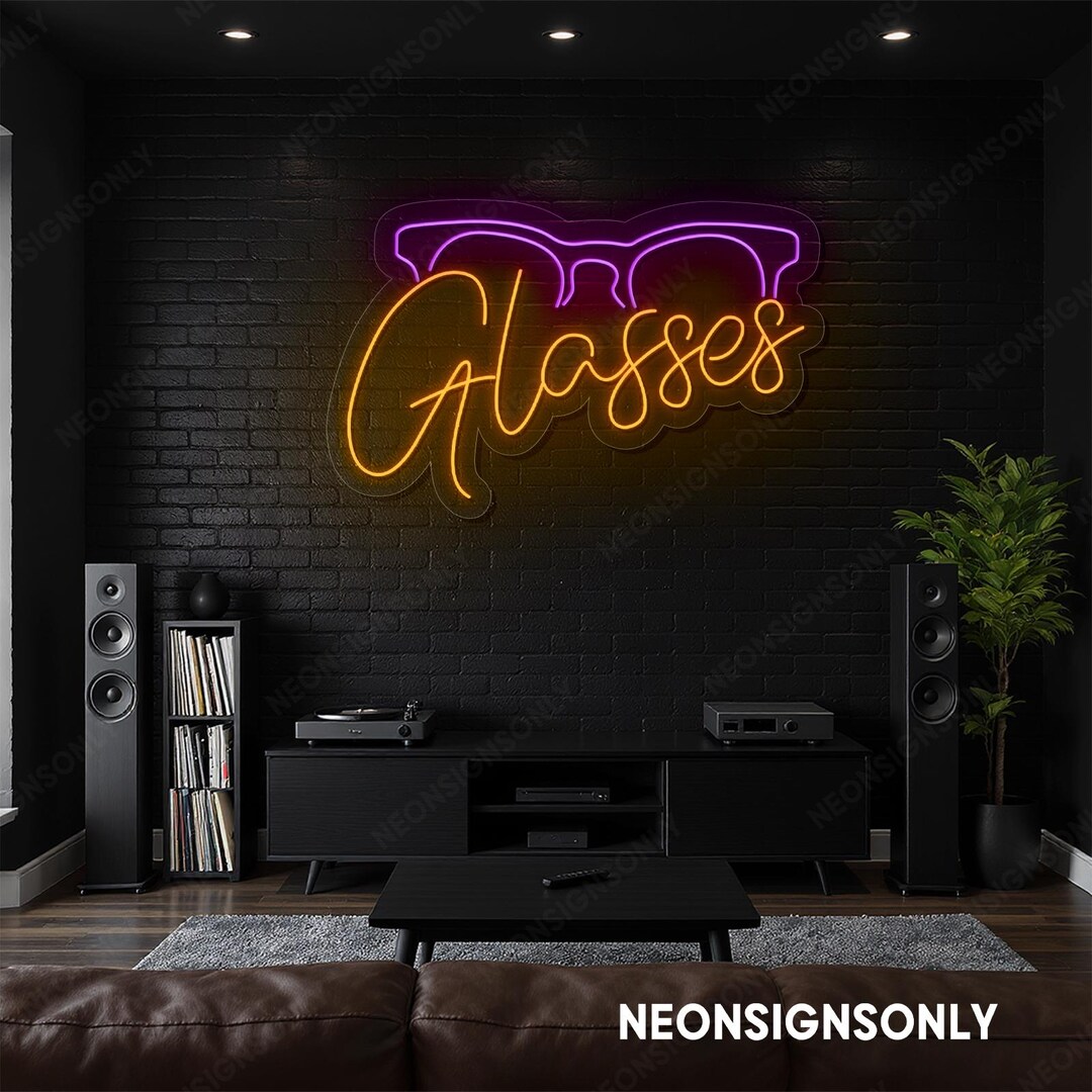 Glasses Neon Sign Eyewear Led Light, Glasses Eyewear Neon Outline Sign ...