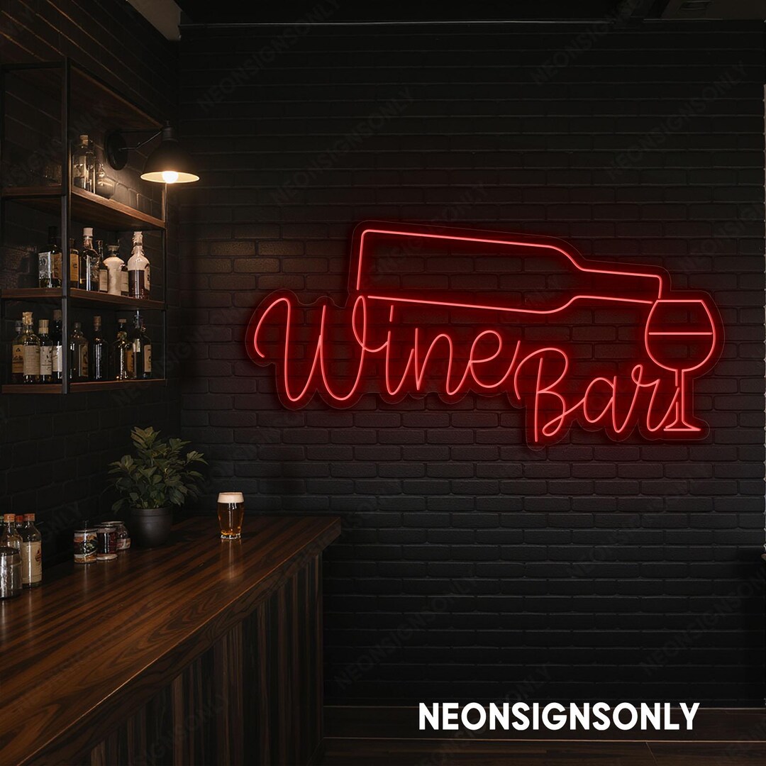 Wine Bar LED Neon Sign, Wine Bar Neon Wall Light, Wine Bar Wine Cellar ...