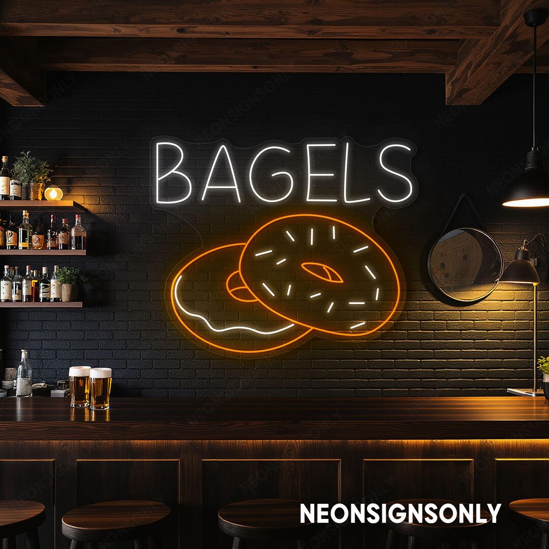 Bagels Neon Led Sign, Bagels Led Line Wall Decor, Bagels Cake Bagel ...