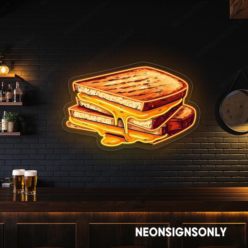 Melty Grilled Cheese Sandwich Uv Print Neon Light, Grilled Cheese Toast ...