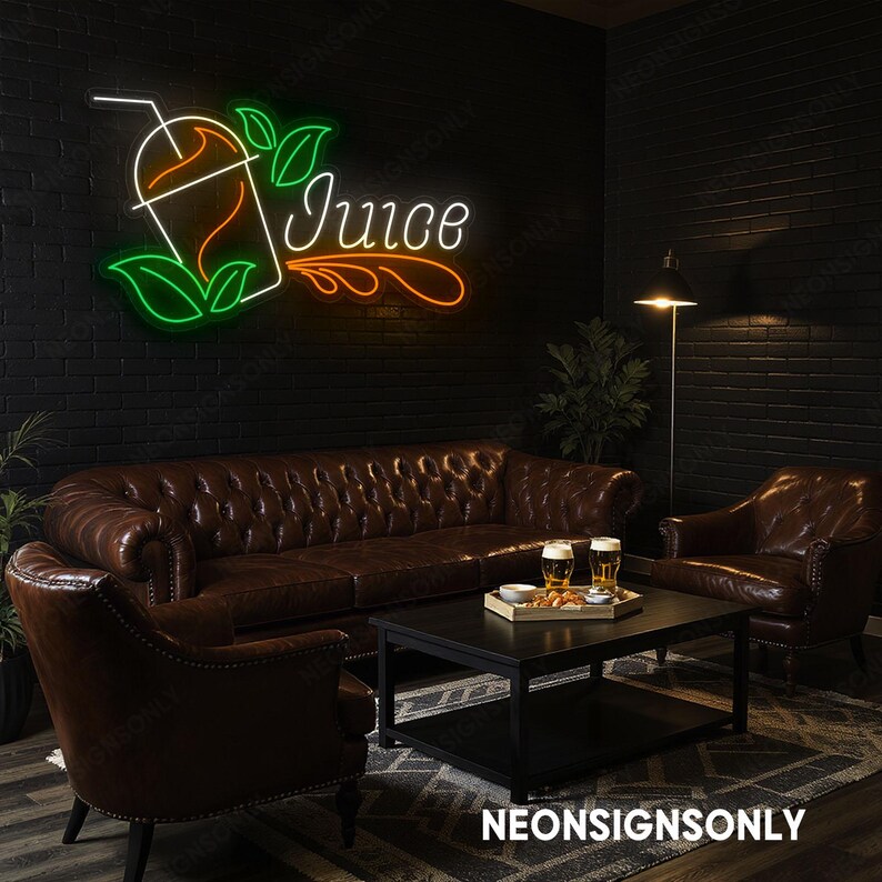 Juice LED Neon Sign, Juice Fruit Drink Light Wall Decor, Fresh Juice ...