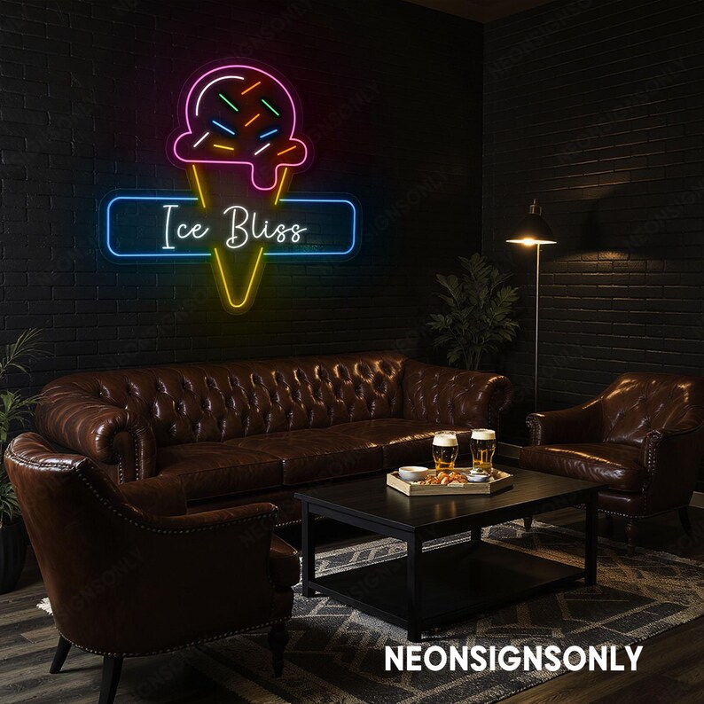 Ice Cream Cone Led Neon Sign, Custom Ice Cream Wall Led Sign ...