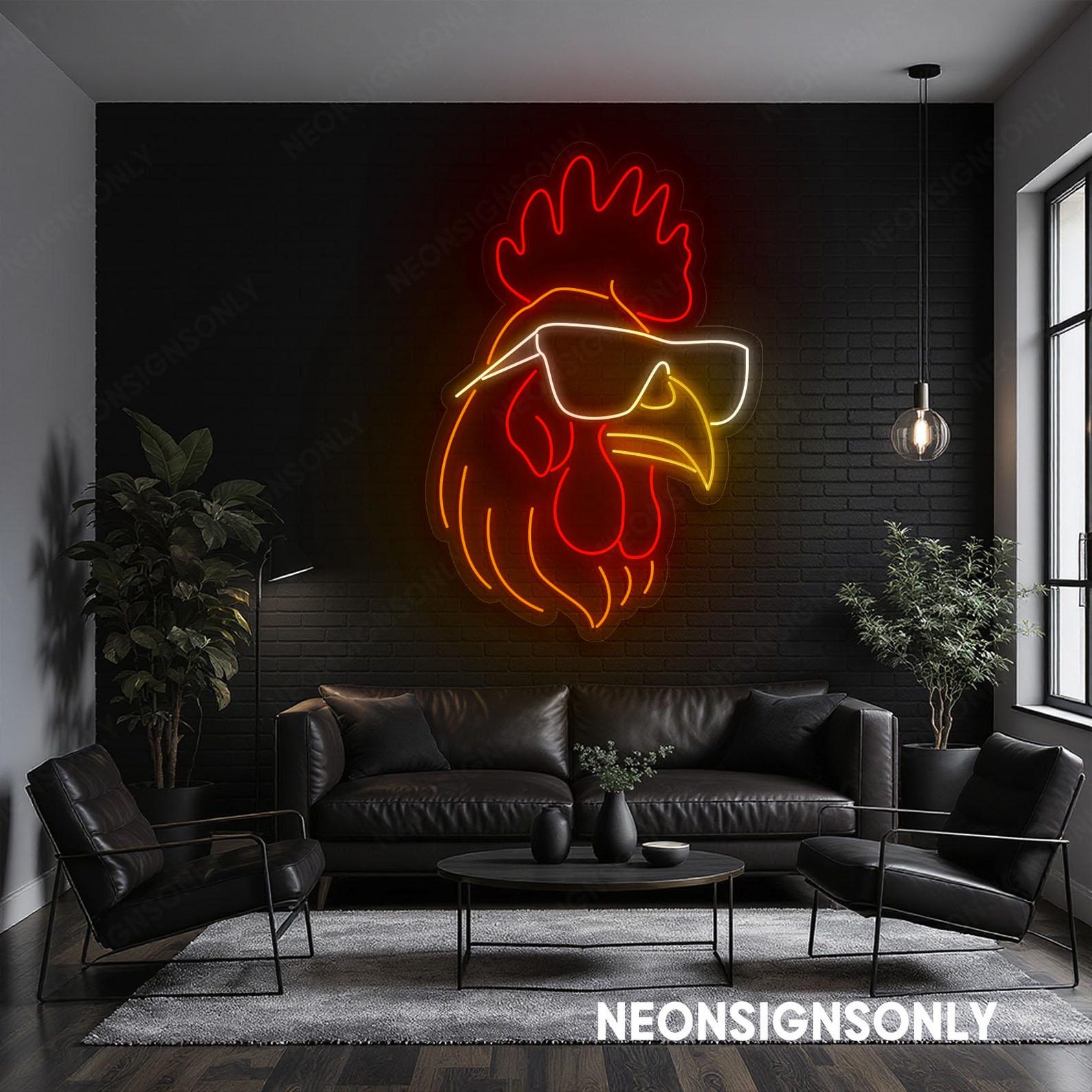 Rooster Neon Led Sign, Cool Chicken With Sunglasses Neon Light Art ...