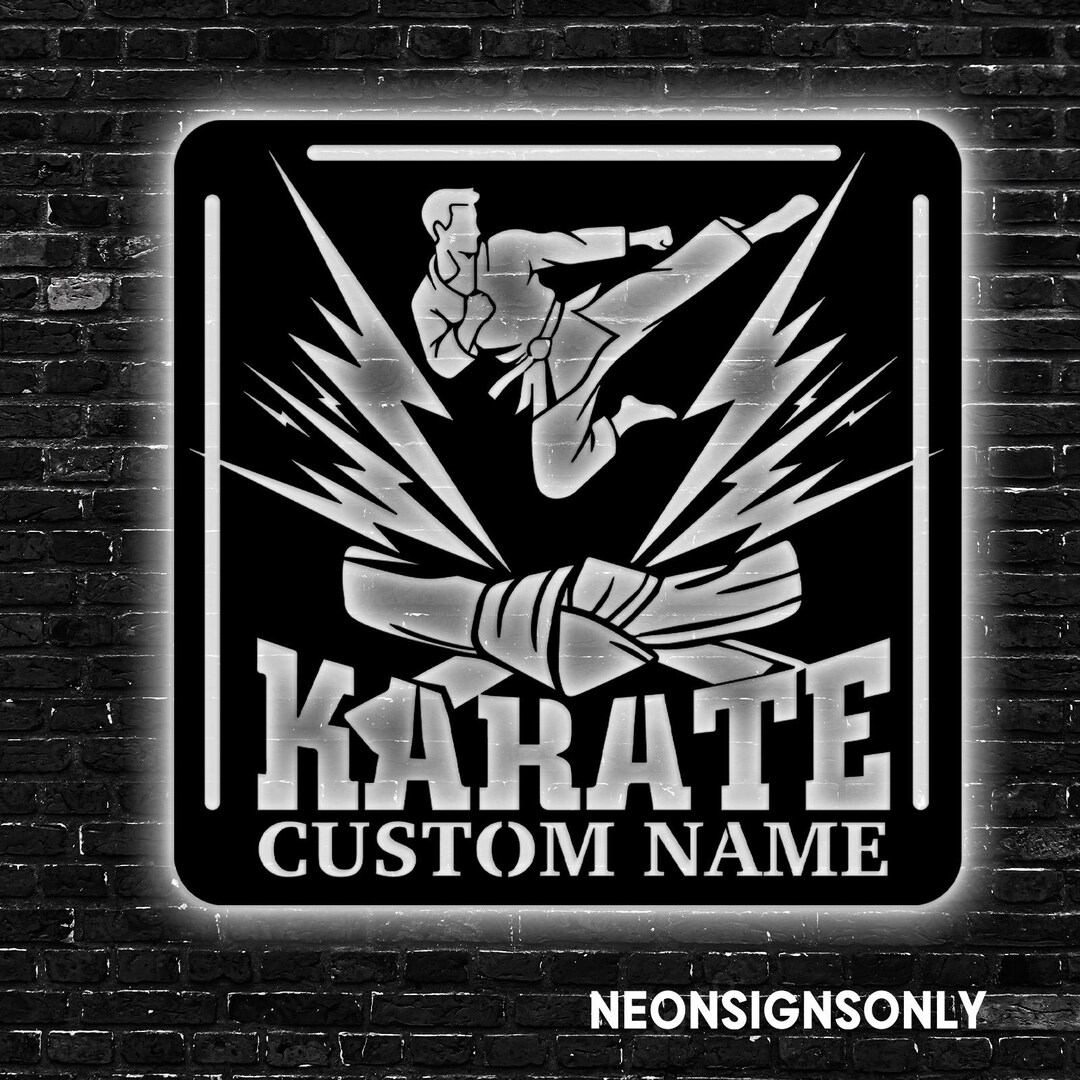 Custom Karate Metal Wall Sign, Custom Name Martial Arts Led Metal Sign ...