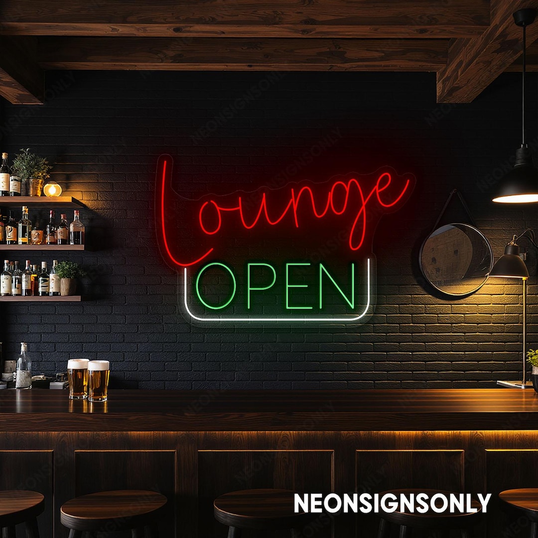 Lounge Open Led Neon Sign, Personalized Open Lounge Neon Light Sign ...