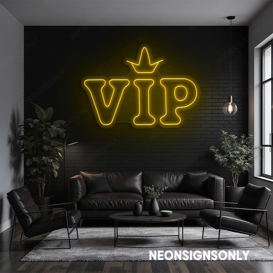 VIP Led Neon Sign, VIP Crown Wall Led Line Art, VIP Royal Crown Glow ...
