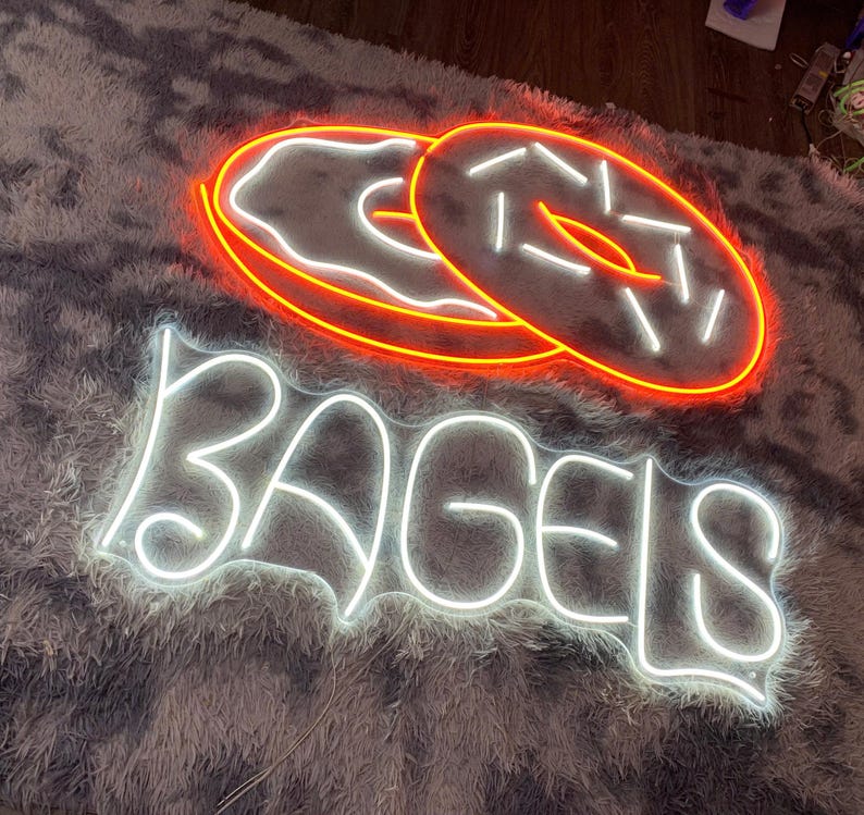 Bagels Led Neon Sign, Bagels Wall Led Line Art, Bagels Neon Light ...