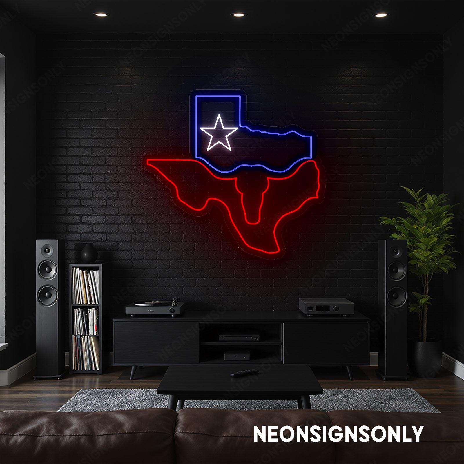 Texas Led Neon Sign, Texas Map Texas Flag Neon Light, Texas Neon Line ...