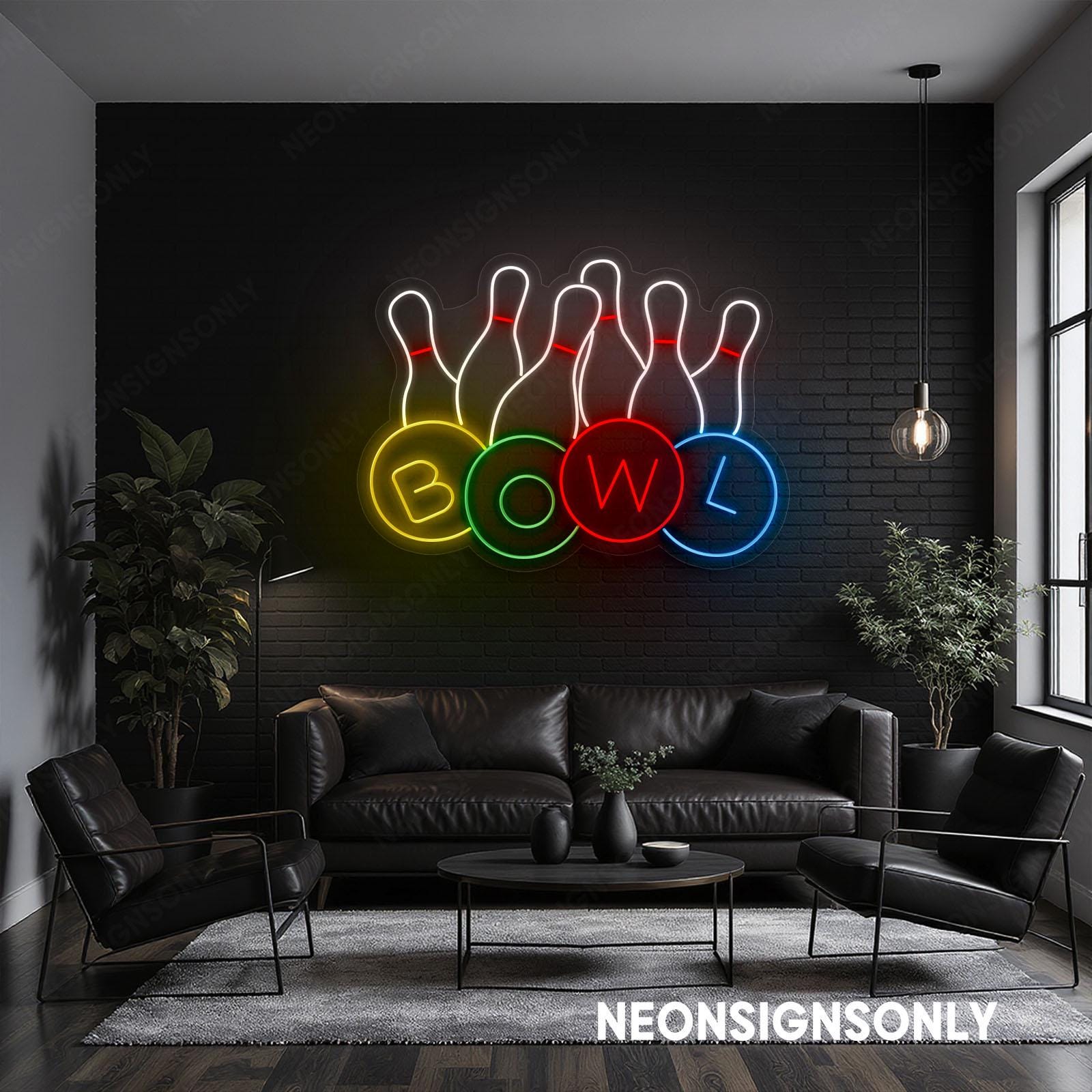 Bowling Neon Sports Bar Neon Sign, Bowling Alley Led Wall Light Game ...