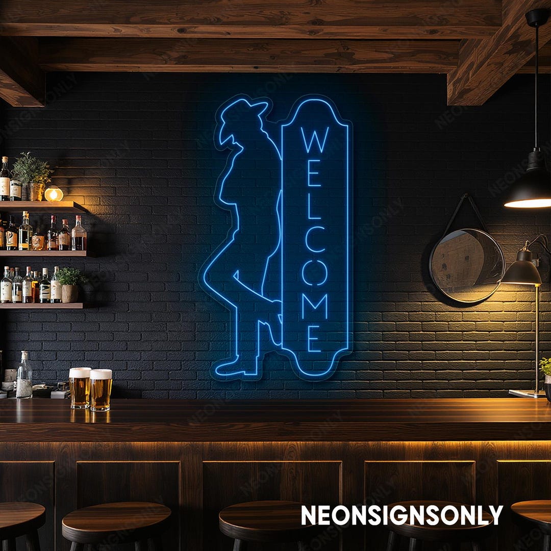 Welcome Cowboy Led Neon Sign, Cowboy Welcome Wall Neon Light, Welcome ...