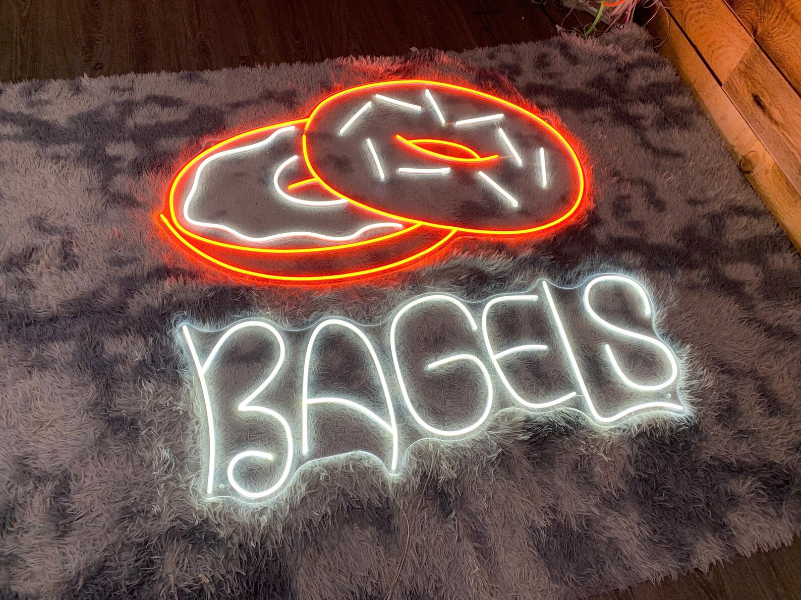 Bagels Led Neon Sign, Bagels Wall Led Line Art, Bagels Neon Light ...