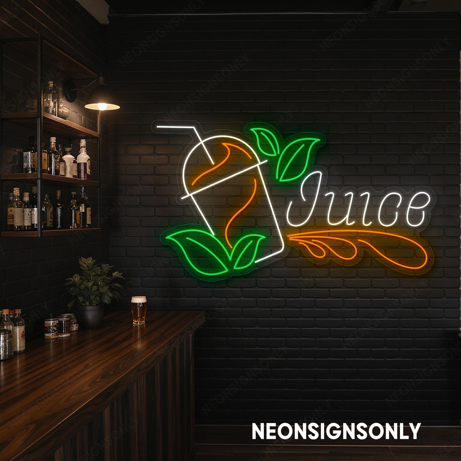 Juice LED Neon Sign, Juice Fruit Drink Light Wall Decor, Fresh Juice ...