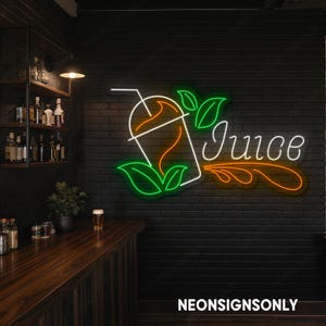 Juice LED Neon Sign, Juice Fruit Drink Light Wall Decor, Fresh Juice ...