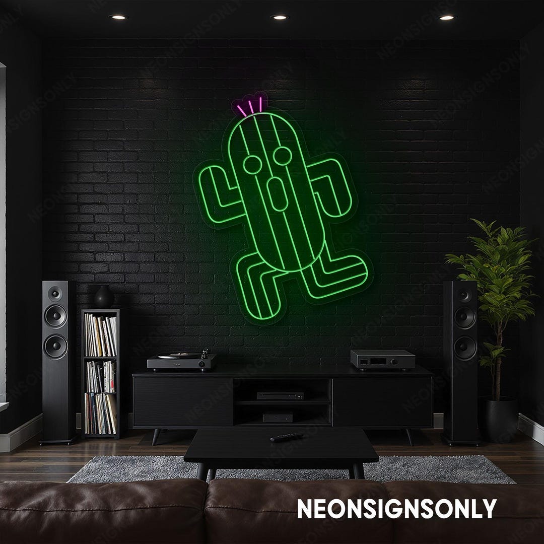Running Cactus Led Neon Sign, Cartoon Cactus Neon Light Sign, Cactus ...