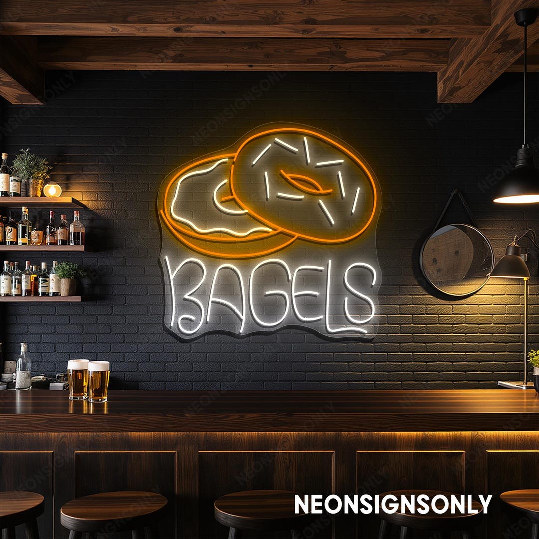 Bagels Led Neon Sign, Bagels Wall Led Line Art, Bagels Neon Light ...