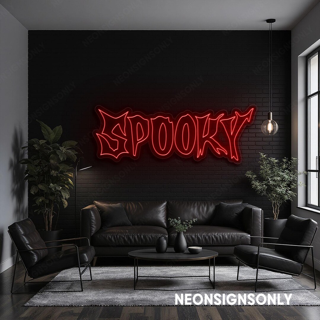 Spooky LED Neon Sign, Spooky Glow Light Wall Line, Spooky Neon Light ...