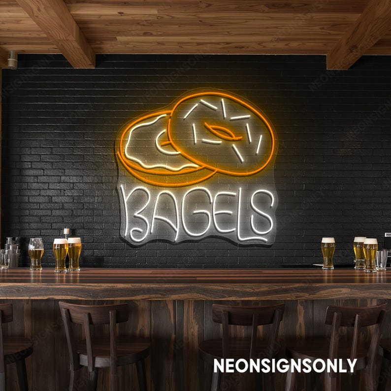 Bagels Led Neon Sign, Bagels Wall Led Line Art, Bagels Neon Light ...
