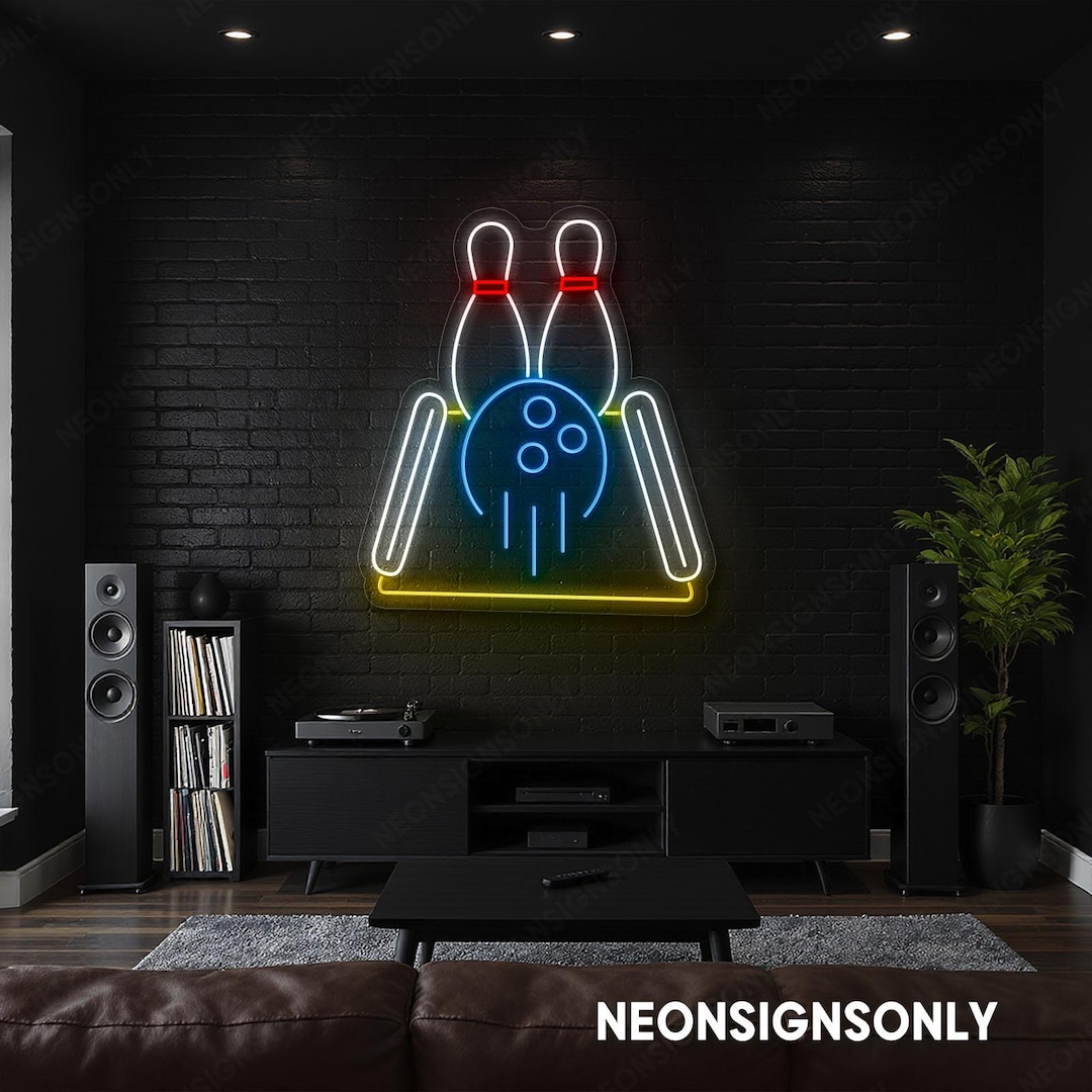 Bowling Led Neon Sign, Bowling Led Light Bowling Balls Lane Neon Line ...