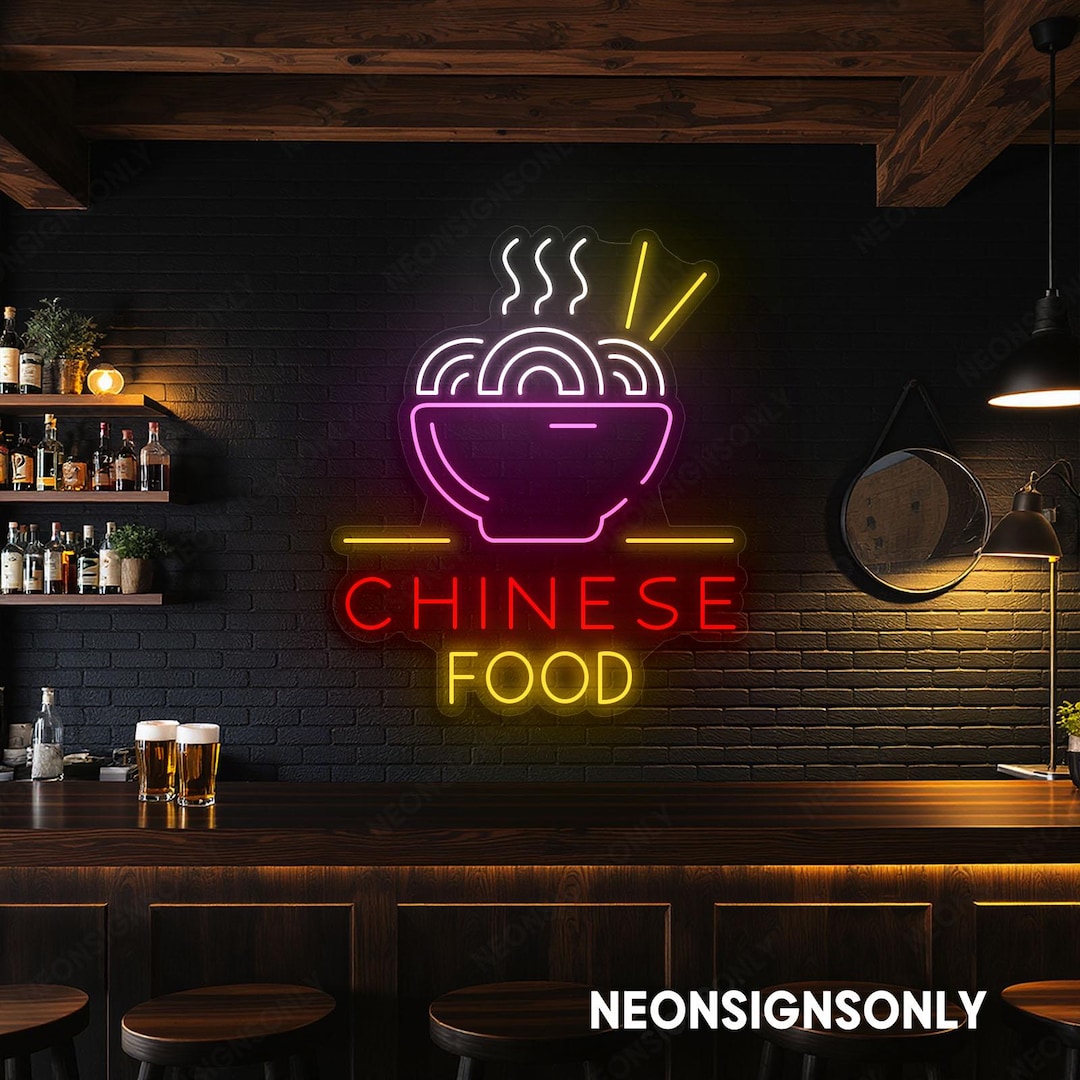 Chinese Food LED Neon Sign, Chinese Food Noodle Bowl Neon Wall Light ...