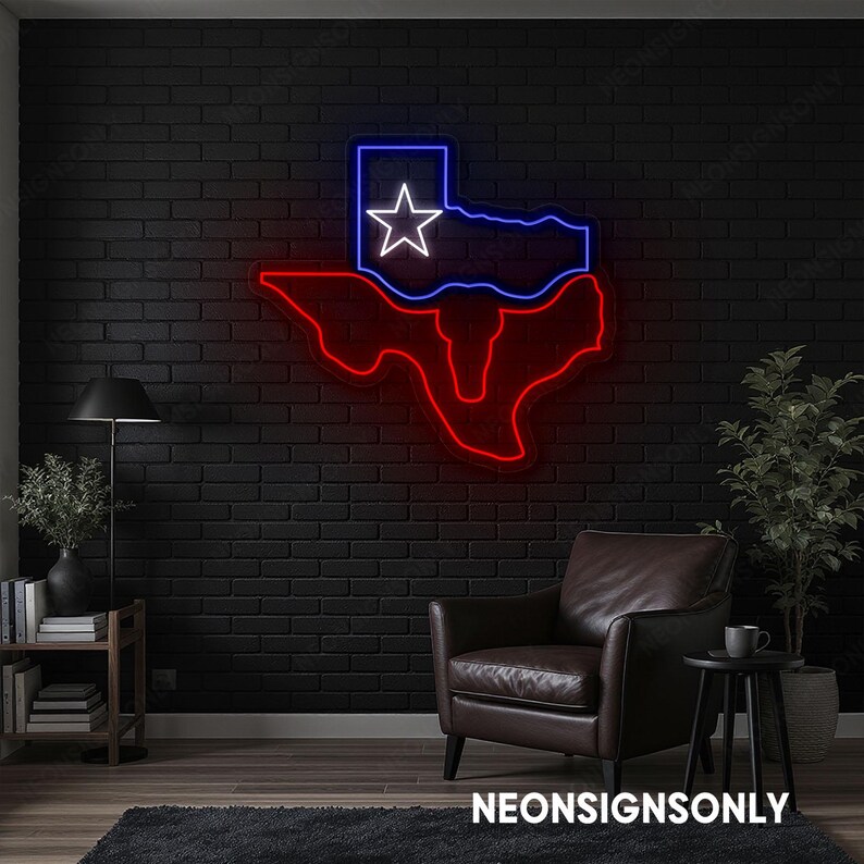 Texas Led Neon Sign, Texas Map Texas Flag Neon Light, Texas Neon Line ...