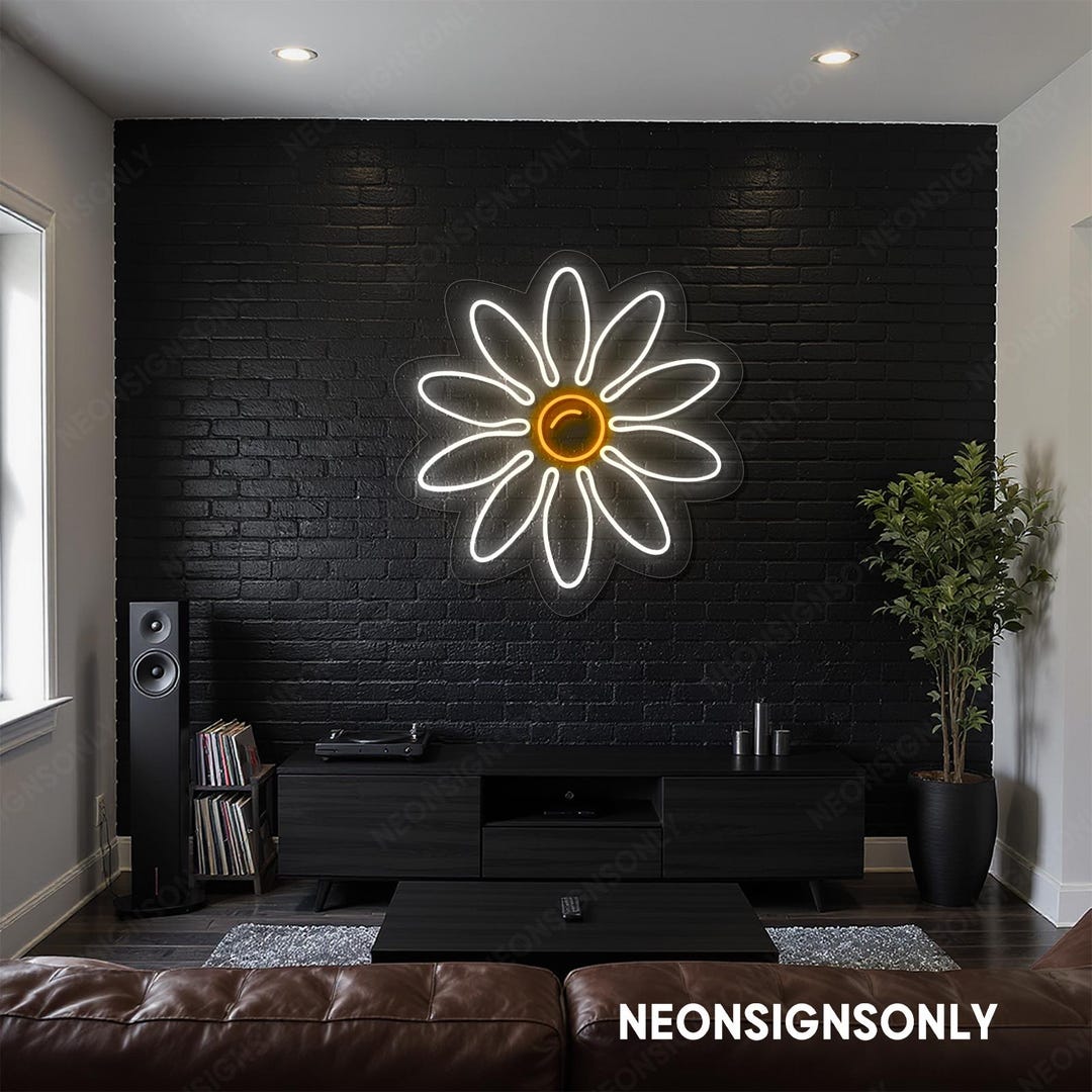 Daisy Flower Led Neon Sign, Daisy Flower Led Line Artwork, Flower Glow ...