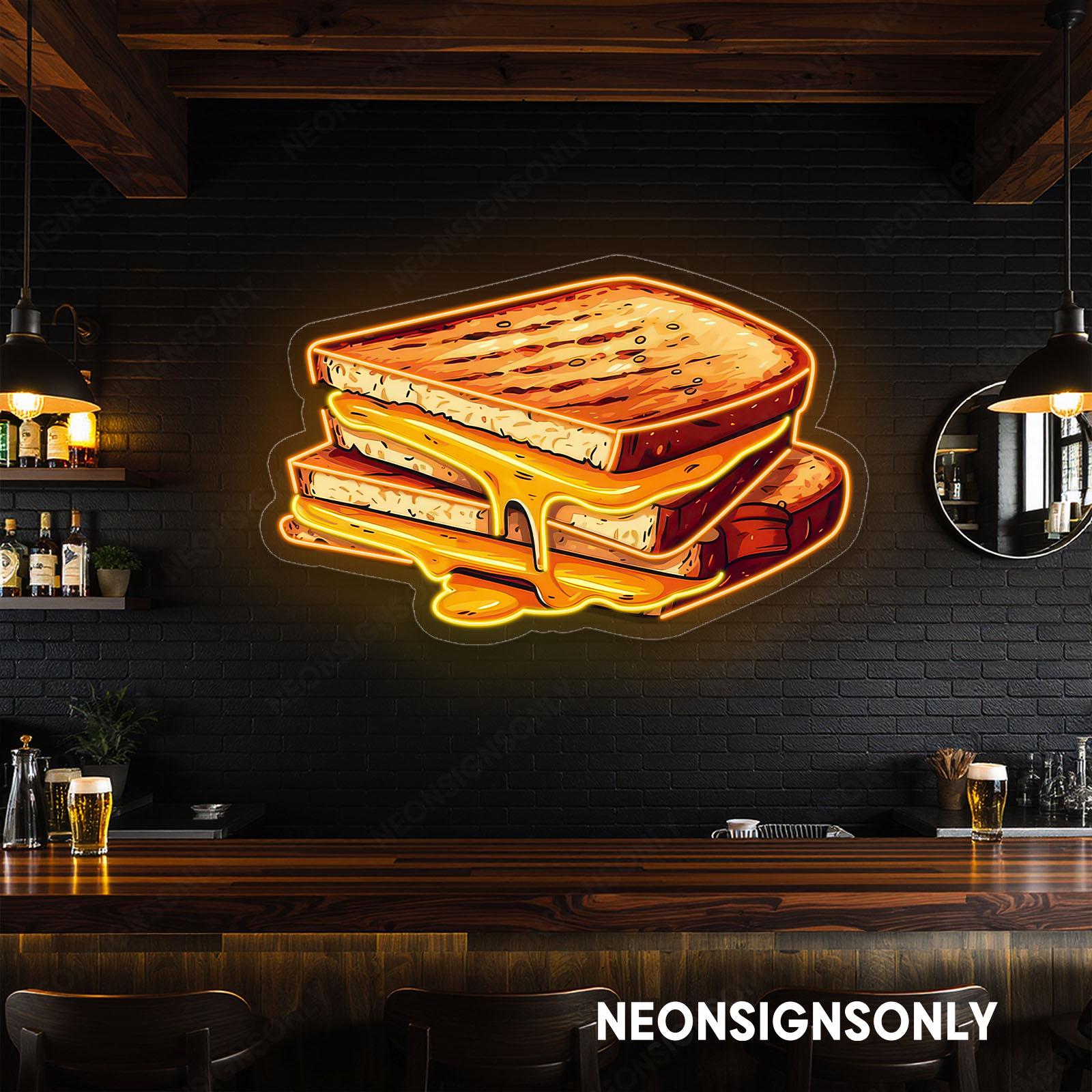Melty Grilled Cheese Sandwich Uv Print Neon Light, Grilled Cheese Toast ...
