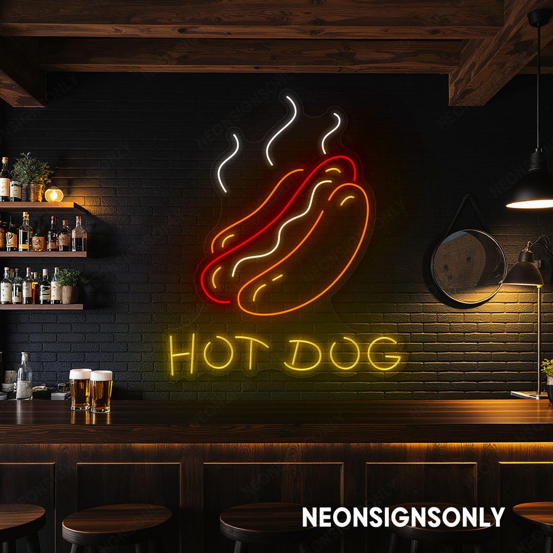 Hot Dog Led Neon Sign, Hot Dog Led Sign Steaming Sausage Hot Dog Neon ...