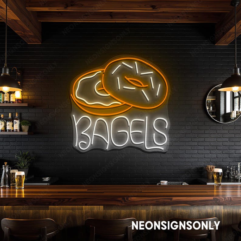 Bagels Led Neon Sign, Bagels Wall Led Line Art, Bagels Neon Light ...