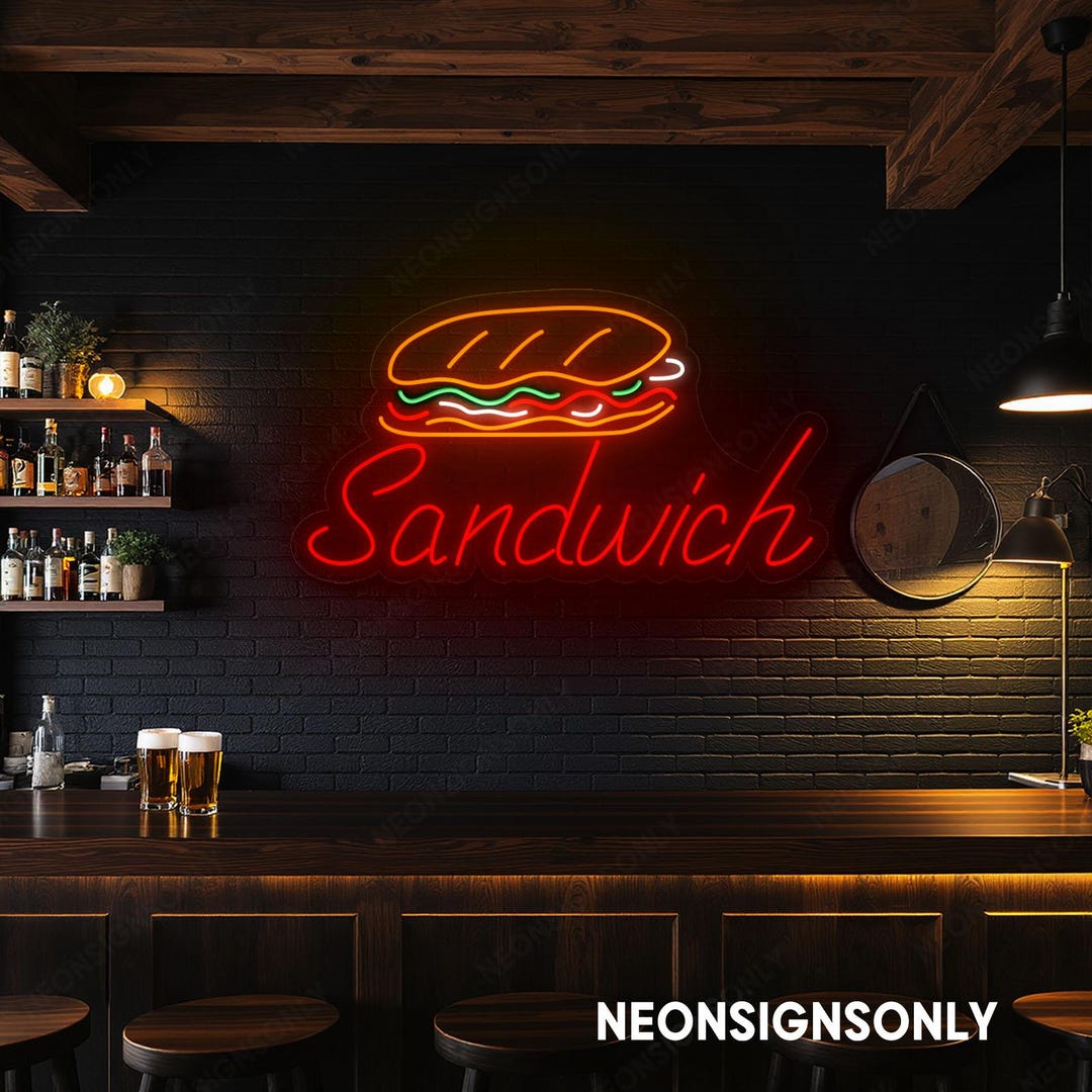 Sandwich Led Neon Sign, Sub Sandwich Led Light Decor, Sandwich Led Line ...