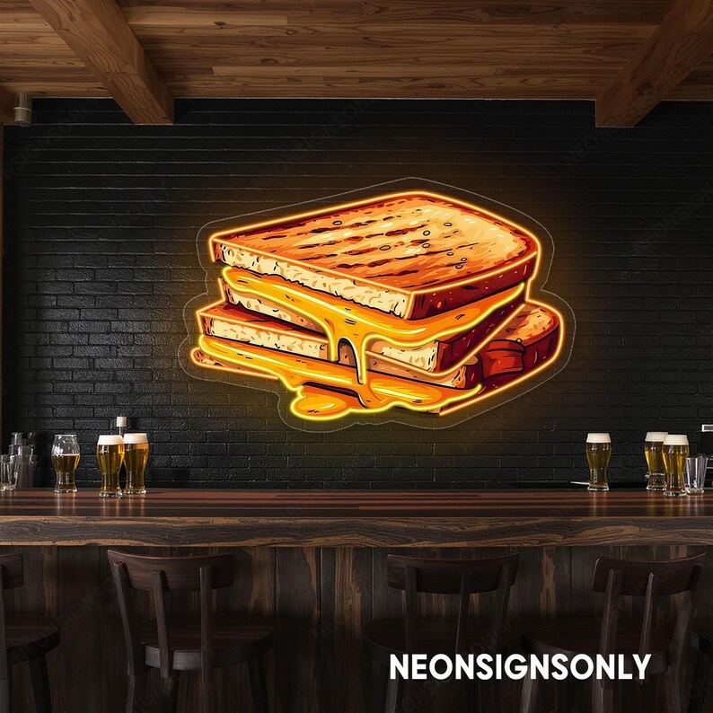 Melty Grilled Cheese Sandwich Uv Print Neon Light, Grilled Cheese Toast ...