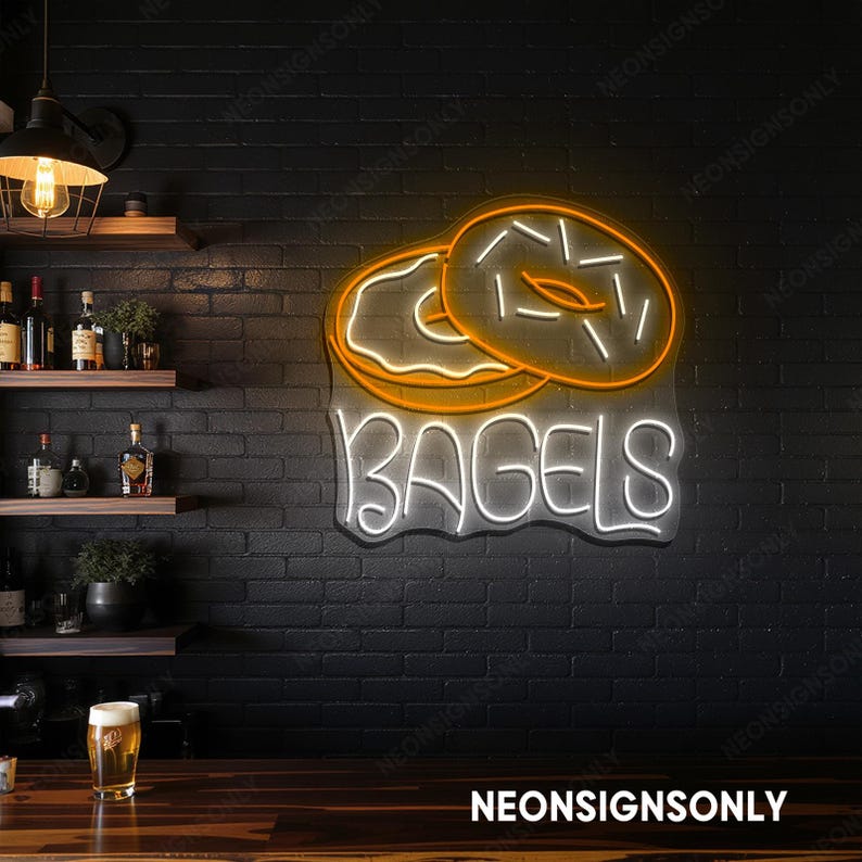 Bagels Led Neon Sign, Bagels Wall Led Line Art, Bagels Neon Light ...
