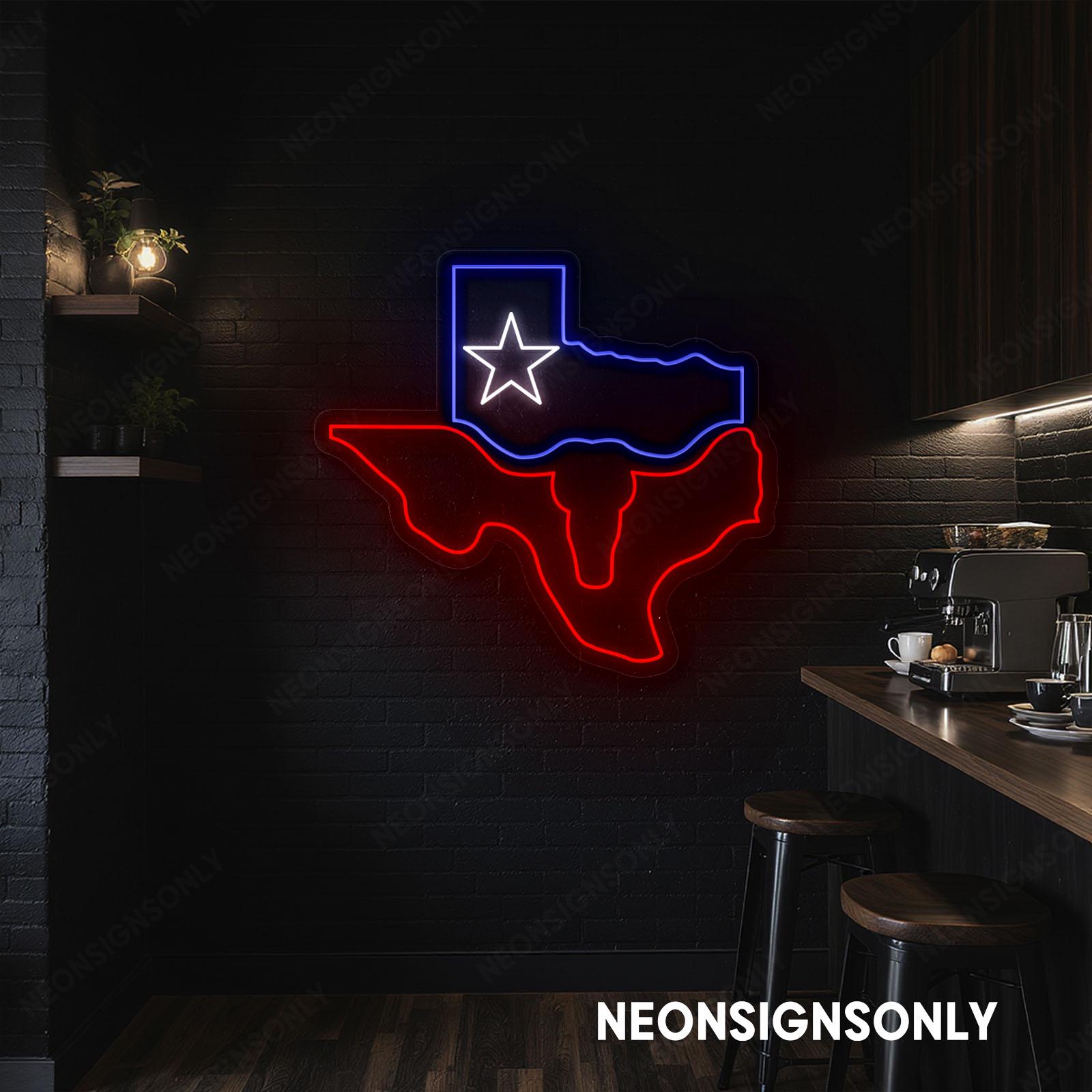 Texas Led Neon Sign, Texas Map Texas Flag Neon Light, Texas Neon Line ...