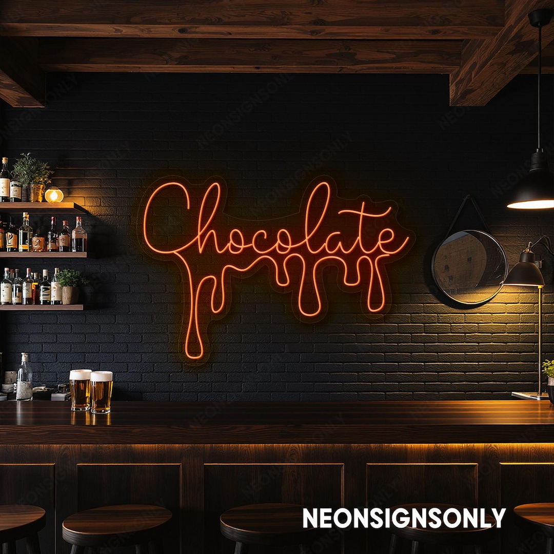Chocolate Neon Led Sign, Melted Chocolate Wall Neon Light, Dripping ...