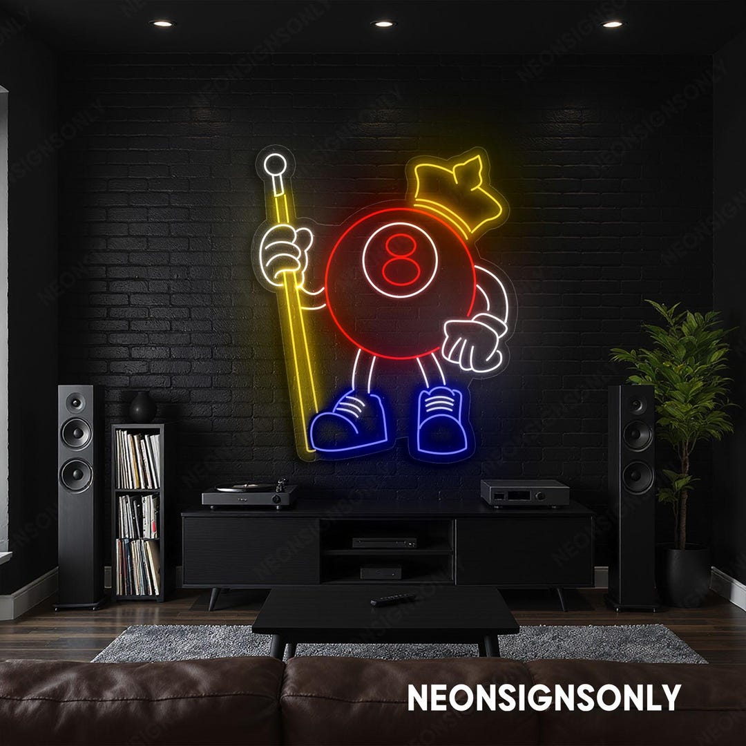 Billiards Ball LED Neon Sign, Billiards Ball 8 Light Wall Signboard ...