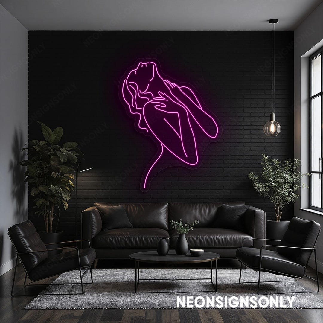 Woman Line Art Led Neon Sign, Female Minimal Line Drawing Neon Light ...
