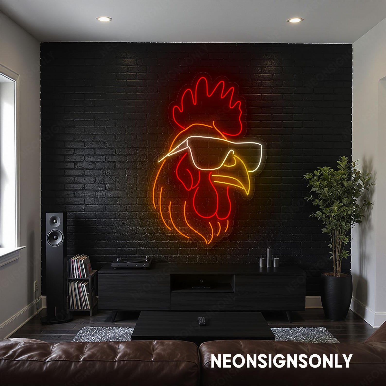 Rooster Neon Led Sign, Cool Chicken With Sunglasses Neon Light Art ...
