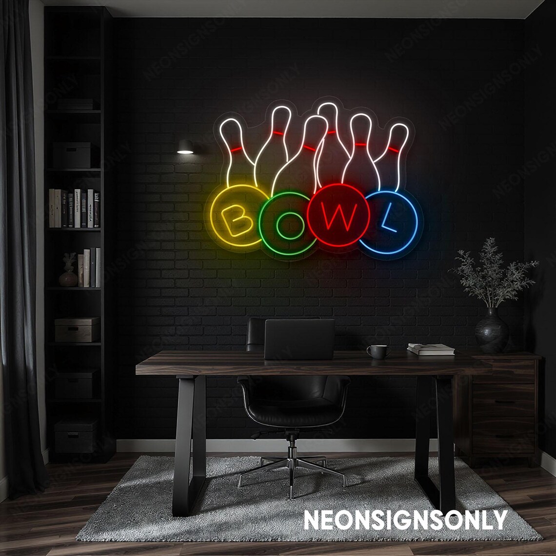 Bowling Neon Sports Bar Neon Sign, Bowling Alley Led Wall Light Game ...