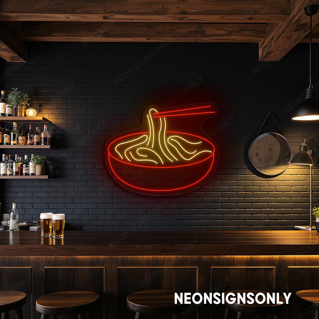 Noodle LED Neon Sign, Ramen Bowl Light Wall Sign, Noodle Led Hanging ...