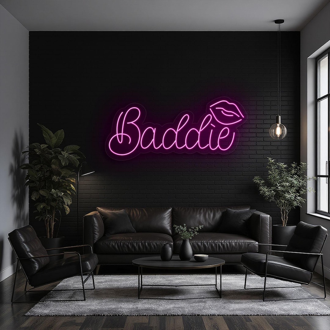 Baddie Led Neon Sign, Baddie Wall Neon Lip Led Outline, Baddie Led ...