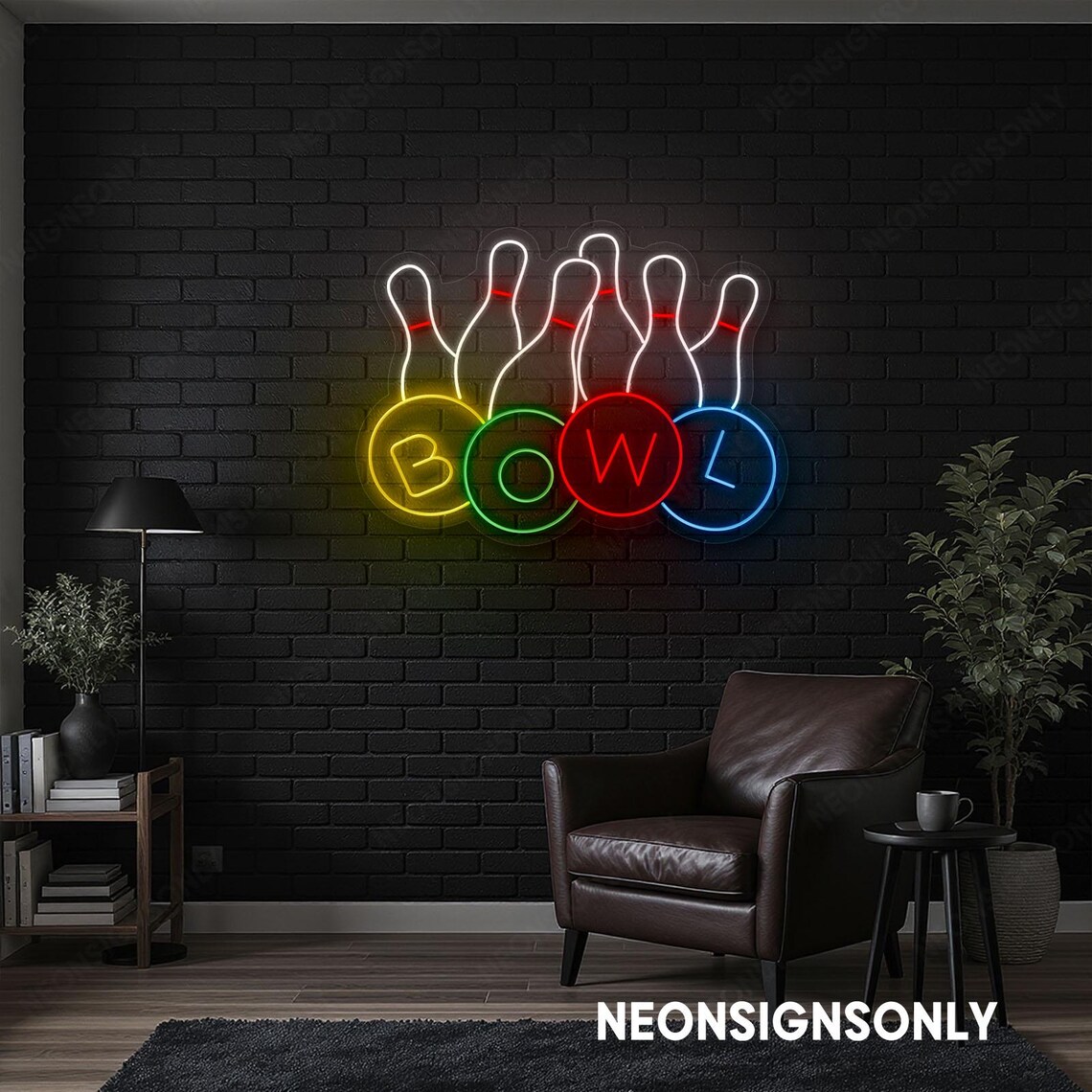 Bowling Neon Sports Bar Neon Sign, Bowling Alley Led Wall Light Game ...