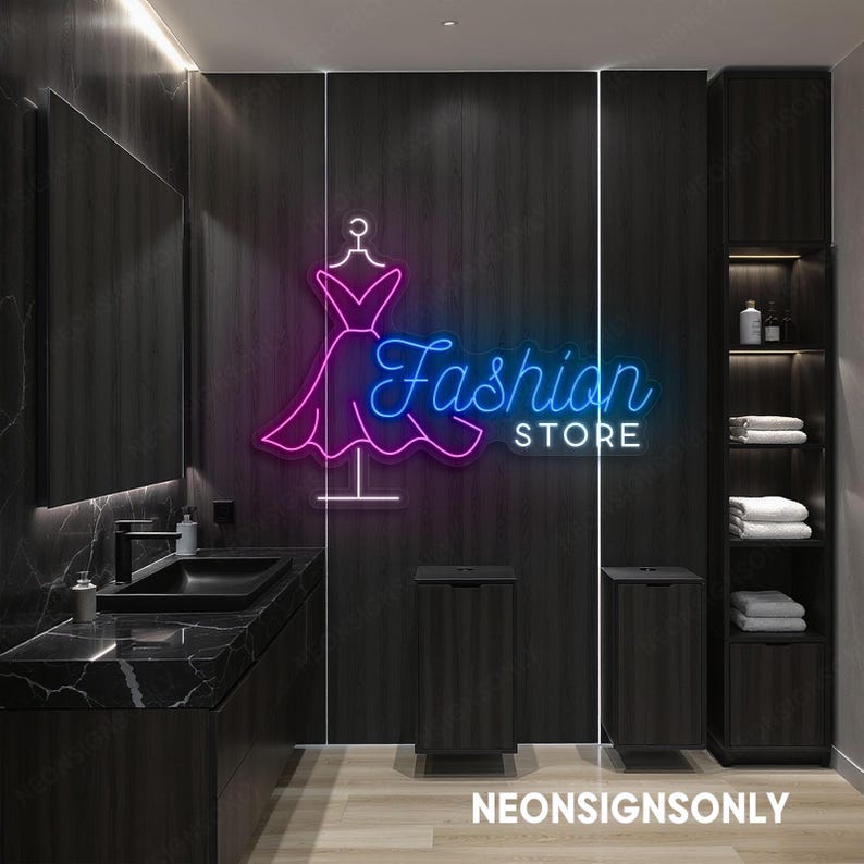 Fashion Store Led Neon Sign, Fashion Store Dress Mannequin Neon Light ...