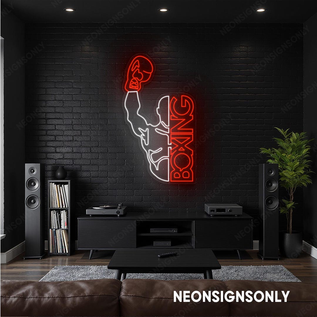 Boxing Boxer Athlete Neon LED Sign, Boxing Glow Wall Light ...