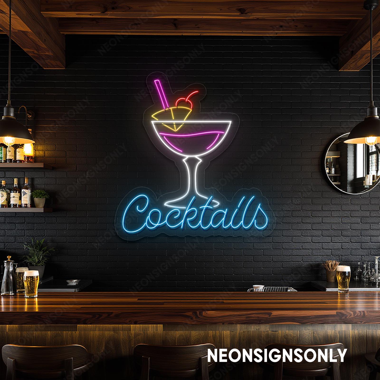 Cocktails Neon LED Sign, Cocktails Led Neon Wall Decor, Personalized ...