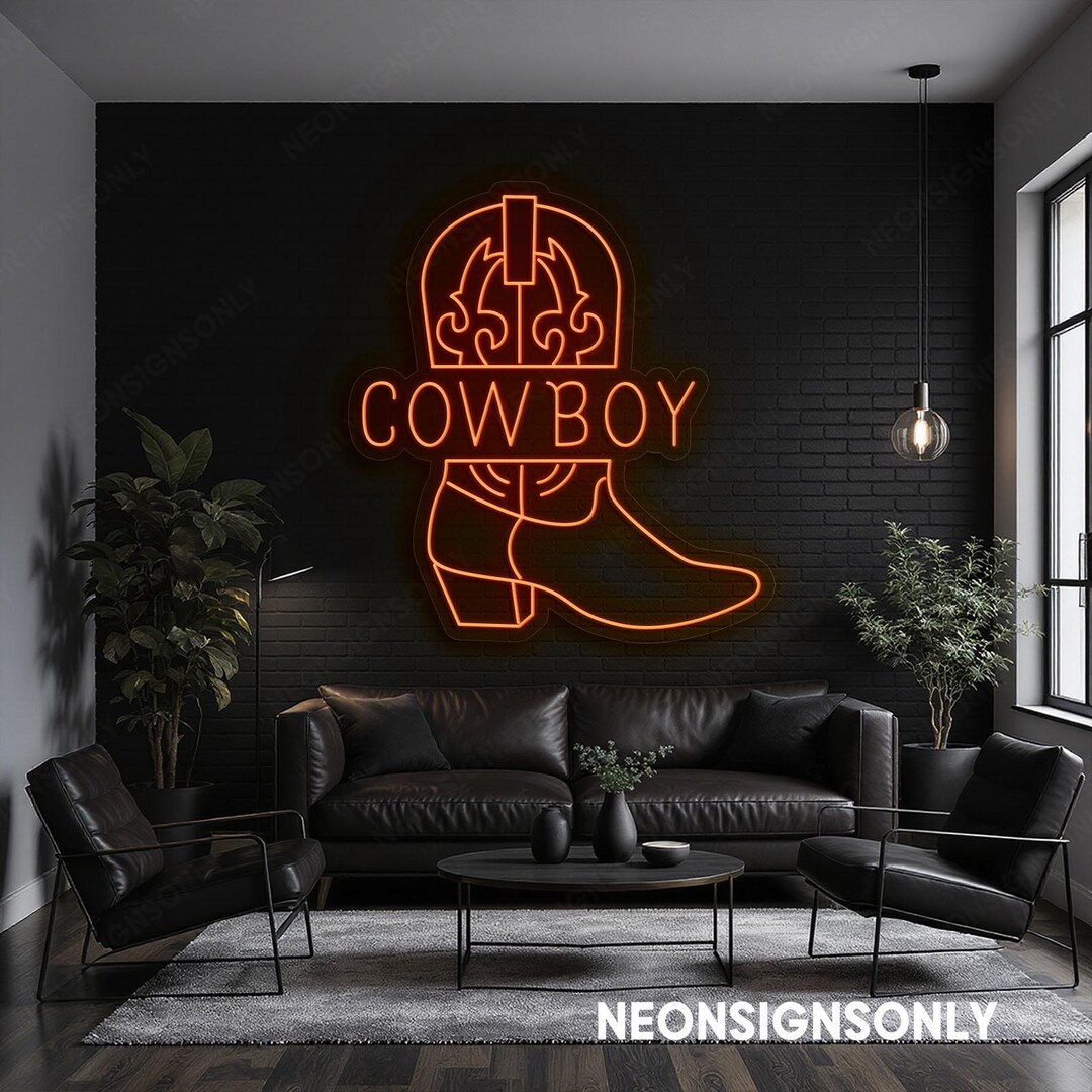 Cowboy Boot LED Neon Sign, Cowboy Boot Rustic Neon Light Sign, Cowboy ...