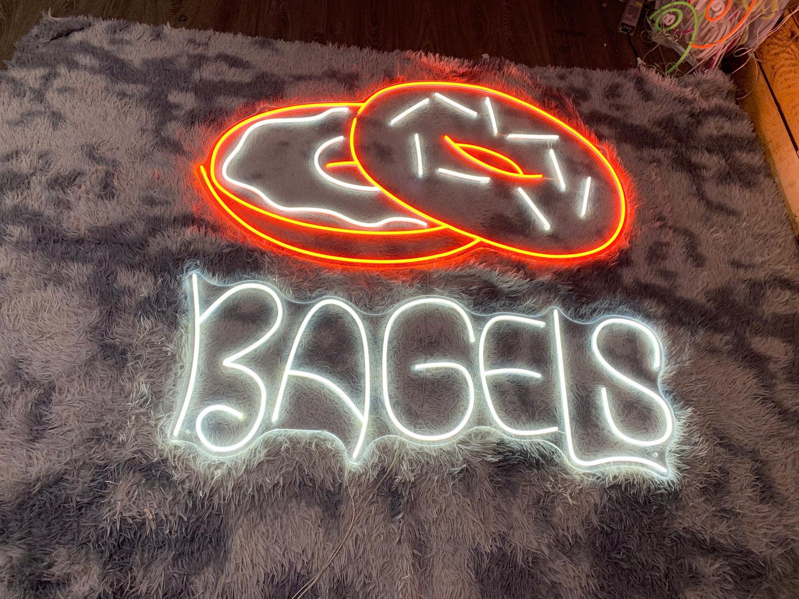 Bagels Led Neon Sign, Bagels Wall Led Line Art, Bagels Neon Light ...