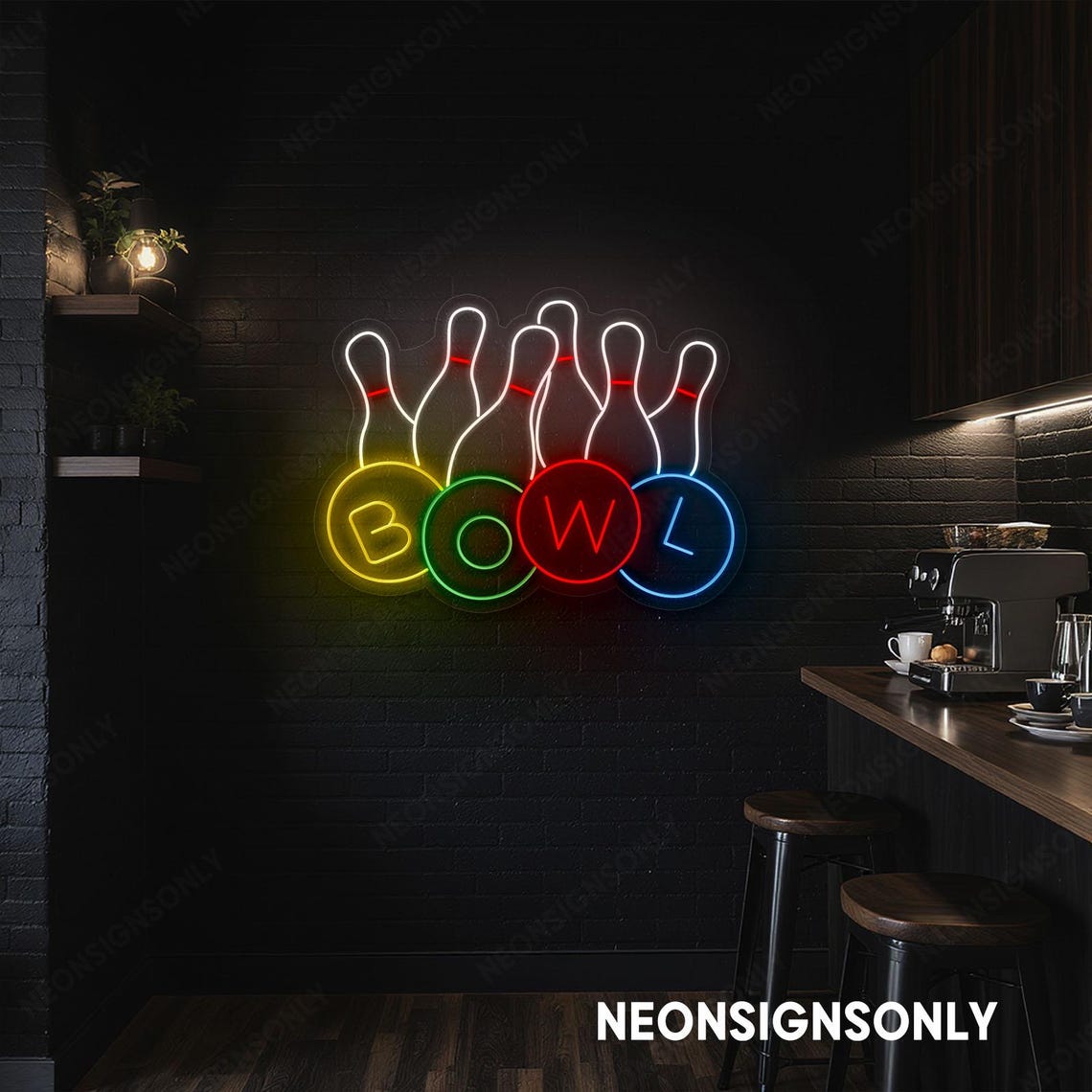 Bowling Neon Sports Bar Neon Sign, Bowling Alley Led Wall Light Game ...