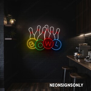Bowling Neon Sports Bar Neon Sign, Bowling Alley Led Wall Light Game ...