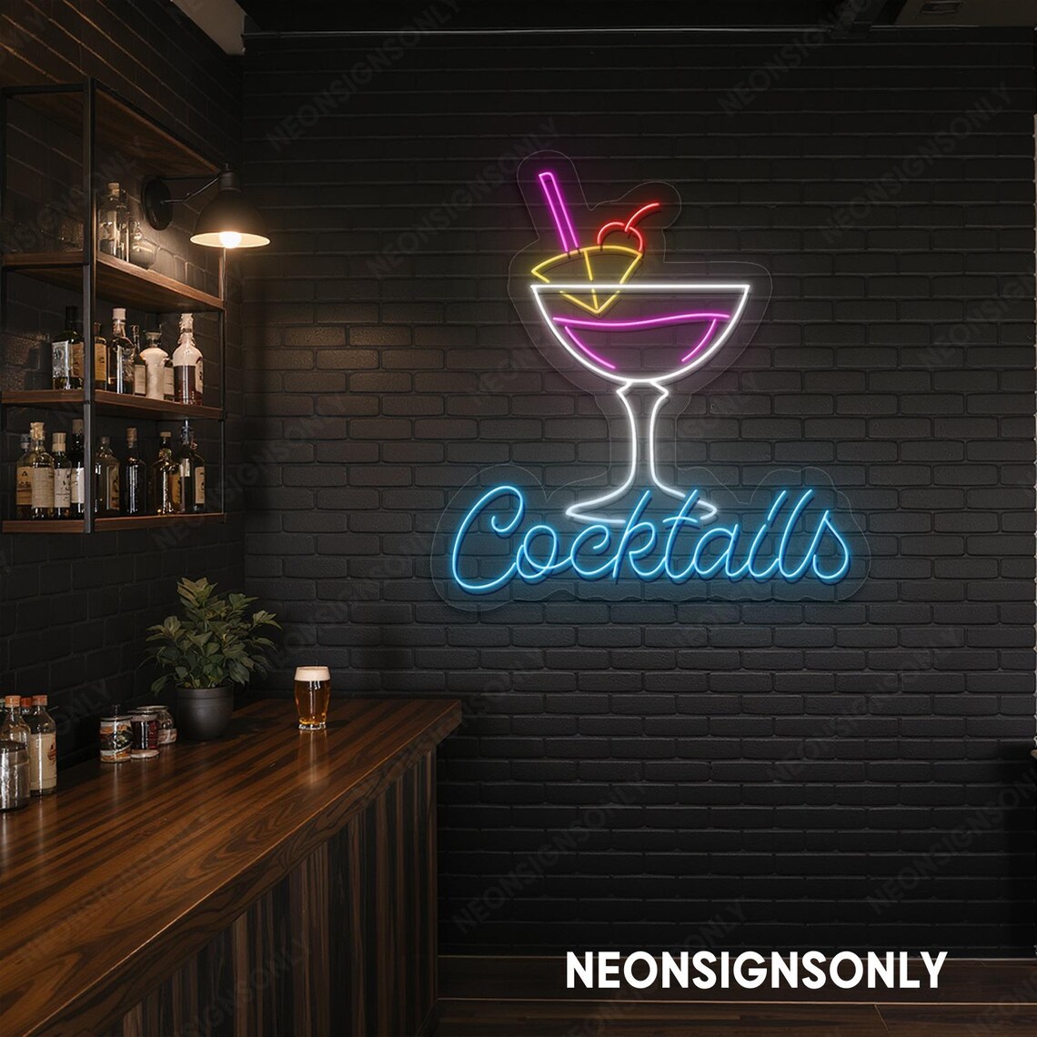 Cocktails Neon LED Sign, Cocktails Led Neon Wall Decor, Personalized ...